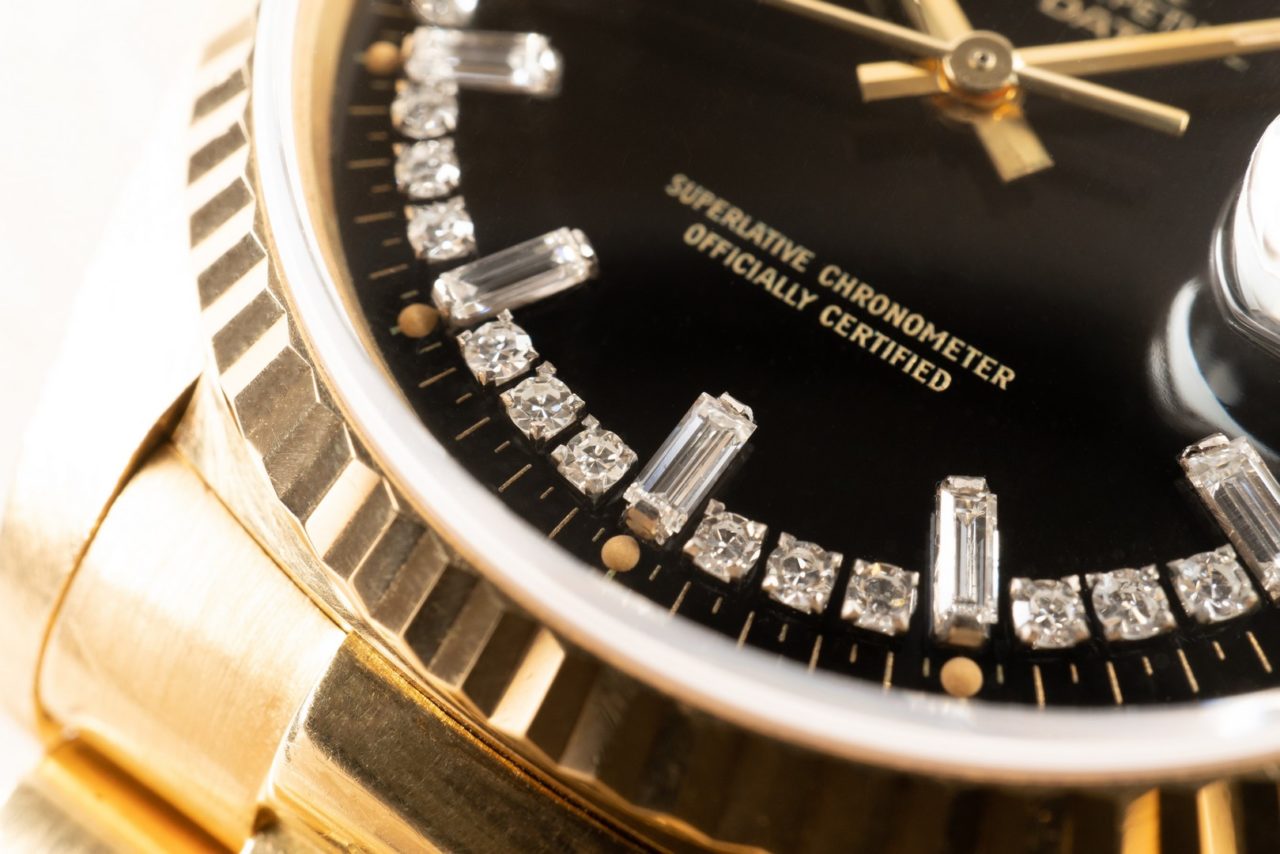 18038 Day-Date 36 (super rare black lacquer string baguette dial ...
